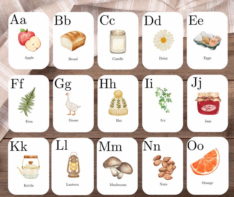 Cottage Core Alphabet Flashcards A-Z: Homeschool ABC Learning (PDF ...