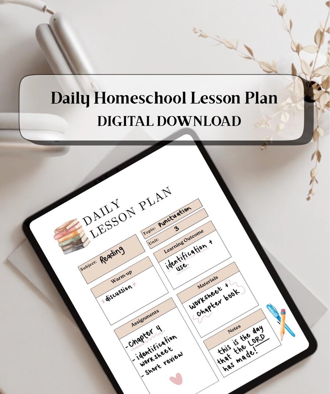 Daily Homeschool Lesson Plan | Printable PDF | Digital Homeschool ...