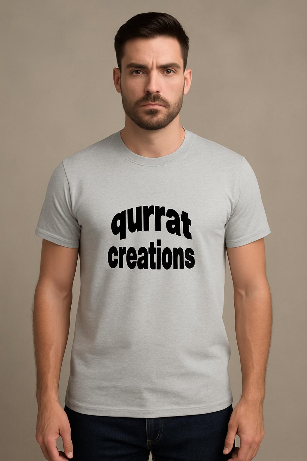 T-shirt Mockup | Male Model in Studio | Gray Tee With Clean Background ...