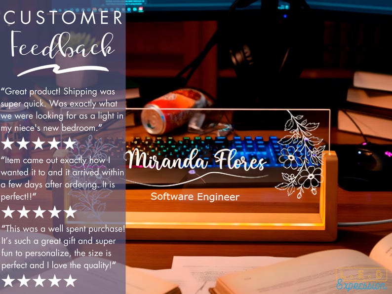 Software Engineer Personalized Desk Lamp - Custom Name LED Office Light ...