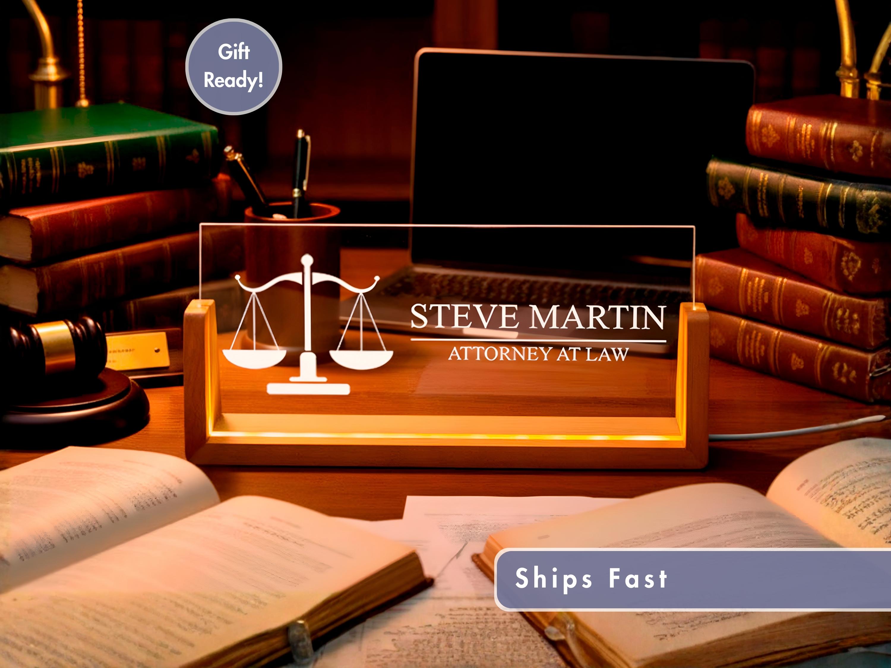 Attorney at Law Personalized Desk Lamp - Custom Name LED Office Light ...