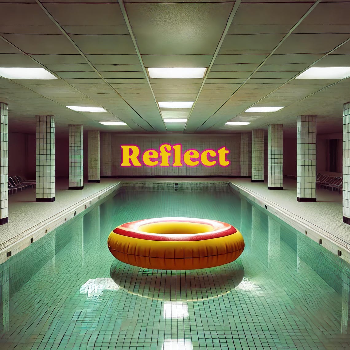 Retro Pool Float ‘reflect’ Canvas Wall Art – Liminal Space Decor ...