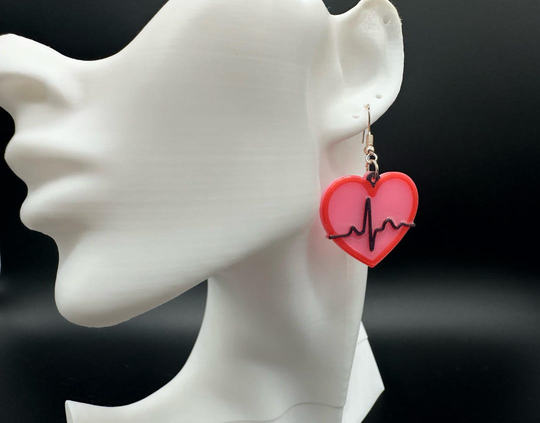 Heartbeat Line Earrings | 3D Printed Medical Jewelry, Nurse Doctor Gift ...