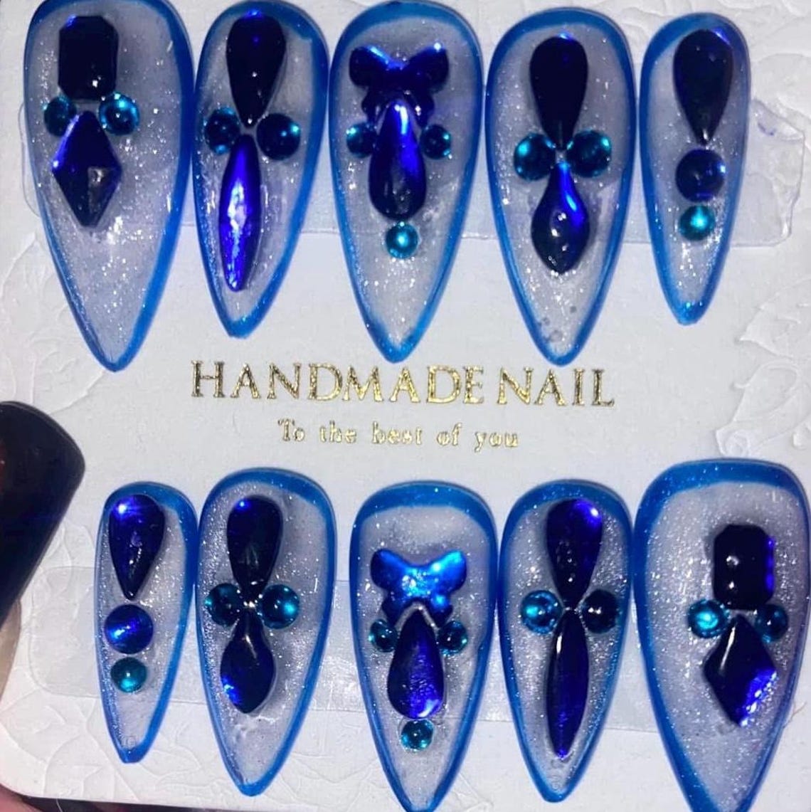 Stiletto Medium Length Medium Nail Bed Size 14 Nails Glue File Alcohol ...