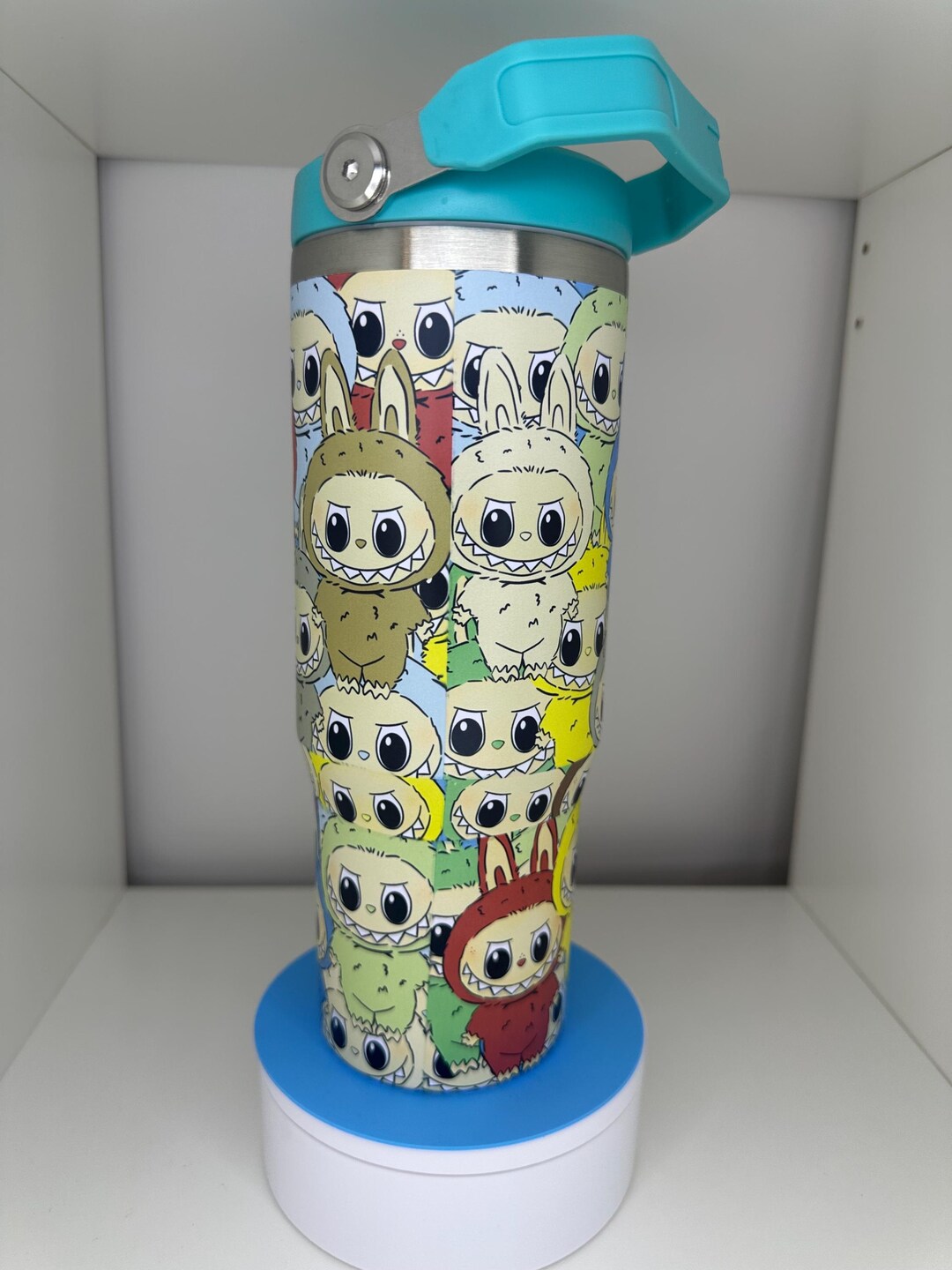 30oz Cute Monster Bubu Water Bottle Tumbler With Teal Lid - Etsy