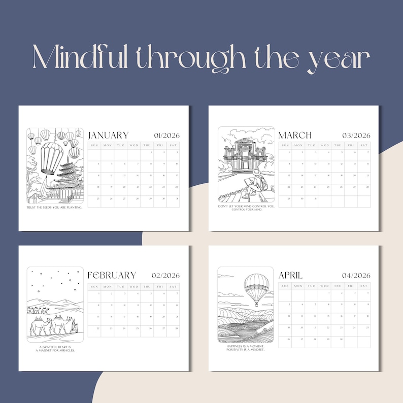 2026 Mindful Journeys – Printable Calendar With Inspirational Quotes ...