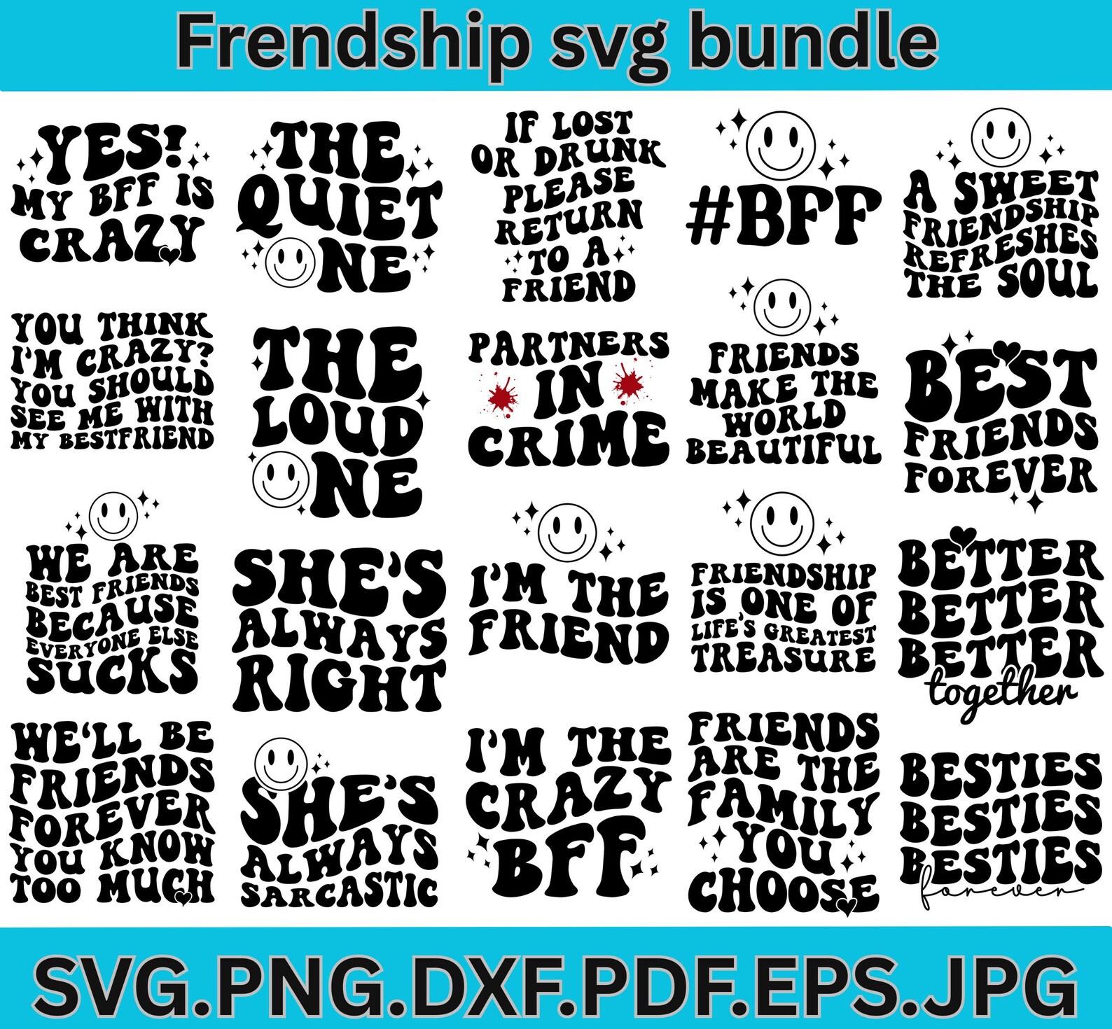 Friendship SVG Bundle | Best Friends Quotes SVG | BFF Matching Designs ...