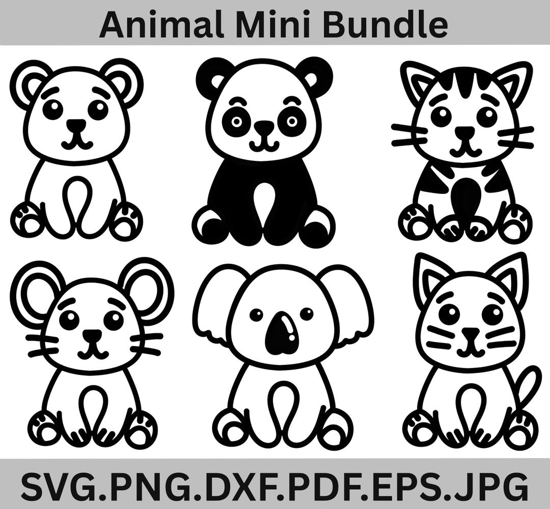 Animal Mini SVG Bundle Instant Download | Cute Small Animal Clipart ...