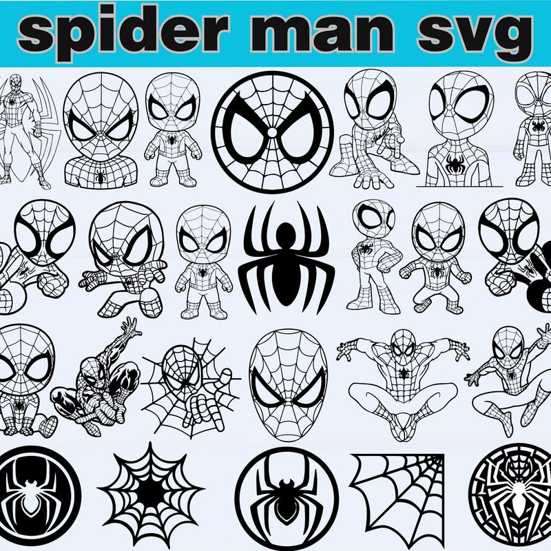 Spiderman Outline Svg - Etsy