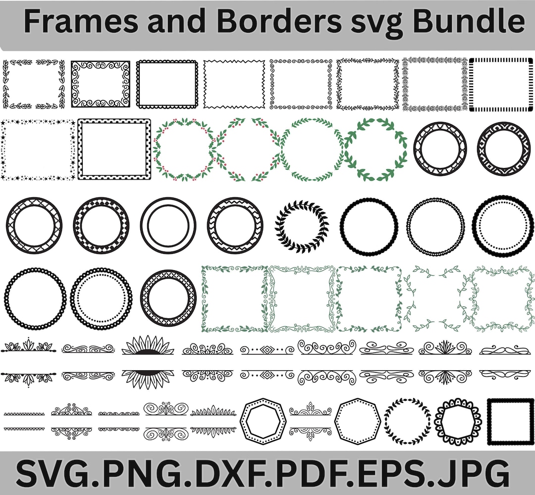 Vintage Frames and Borders SVG Bundle, Ornamental, Geometric (digital ...