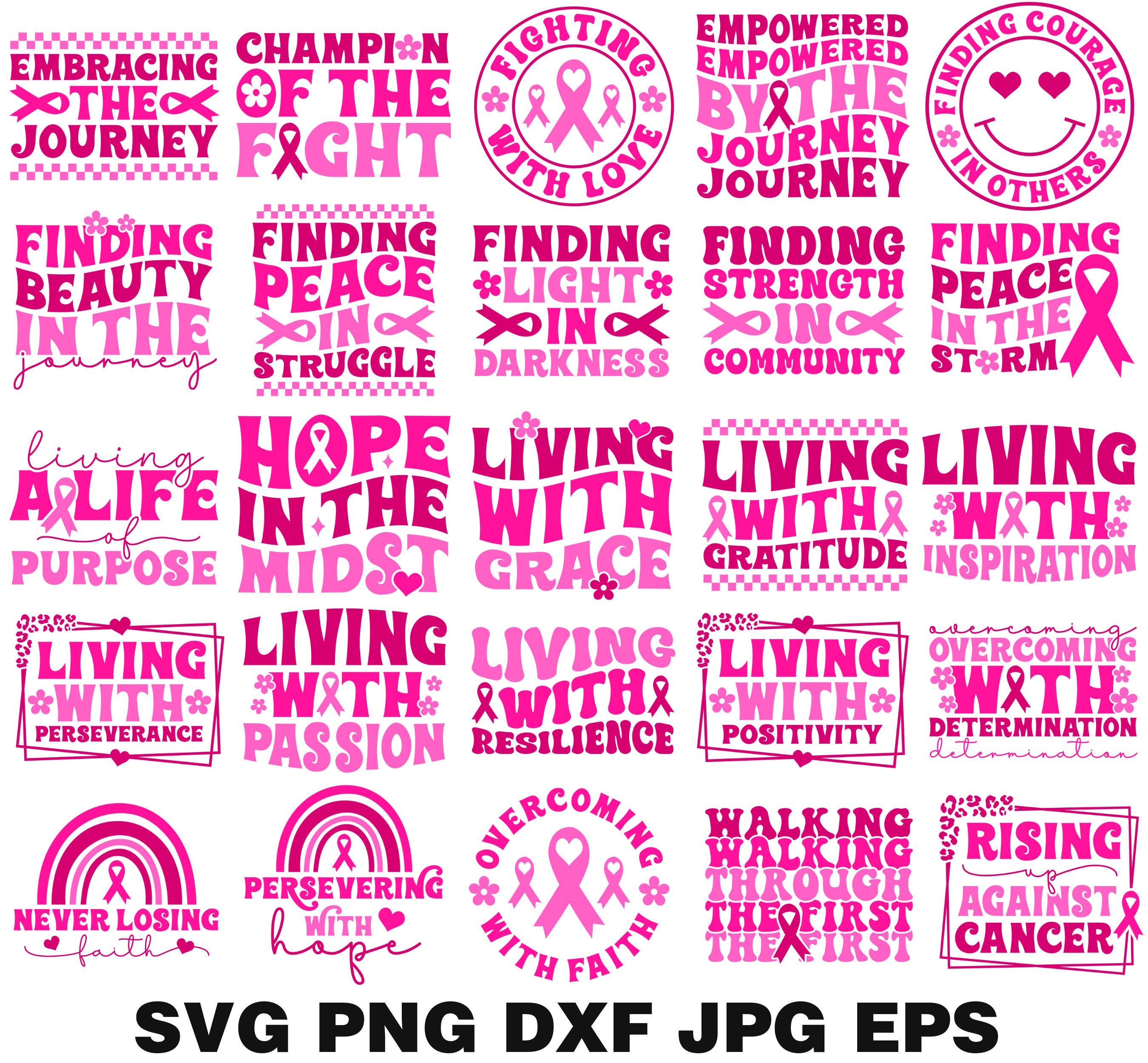 Cancer Awareness SVG Bundle | Pink Ribbon, Survivor Quotes (svg, Png ...
