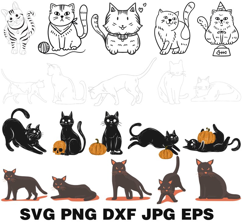 Paquete SVG de gato / Imágenes prediseñadas de gatitos divertidos ...