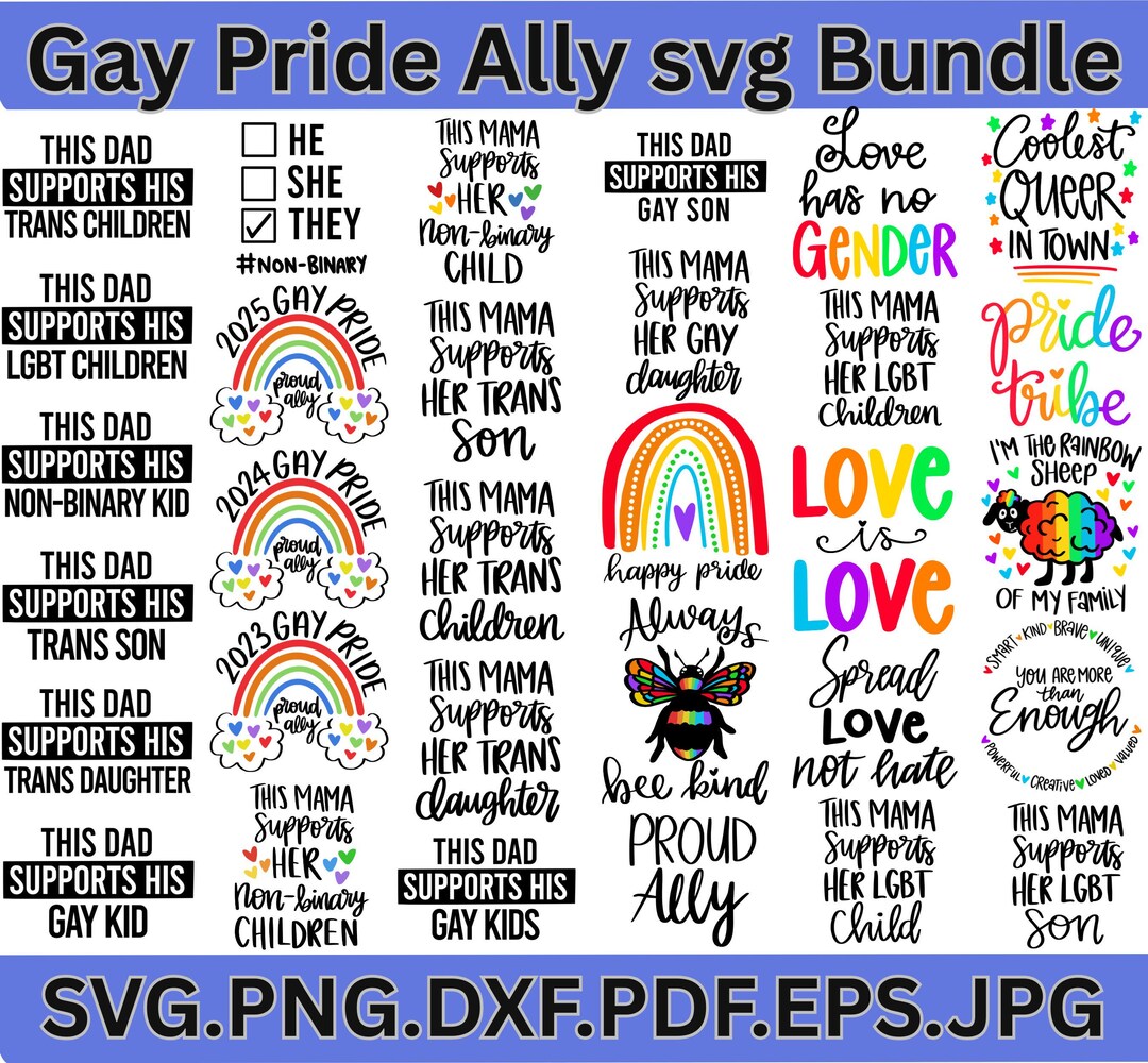 Gay Pride Ally SVG Bundle, LGBTQ Support Designs (digital Download). - Etsy