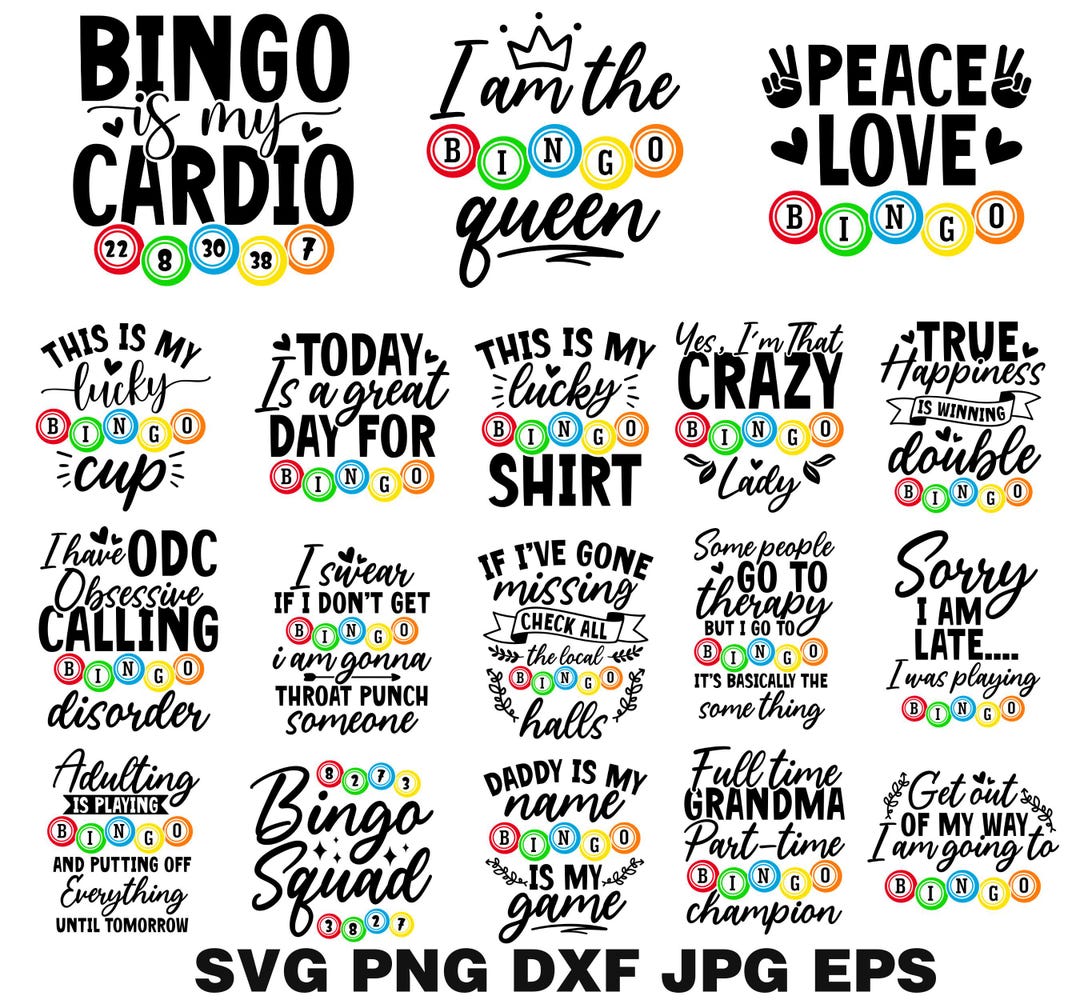 Bingo SVG Bundle | Funny Quotes, Cards, Balls (digital Download) - Etsy