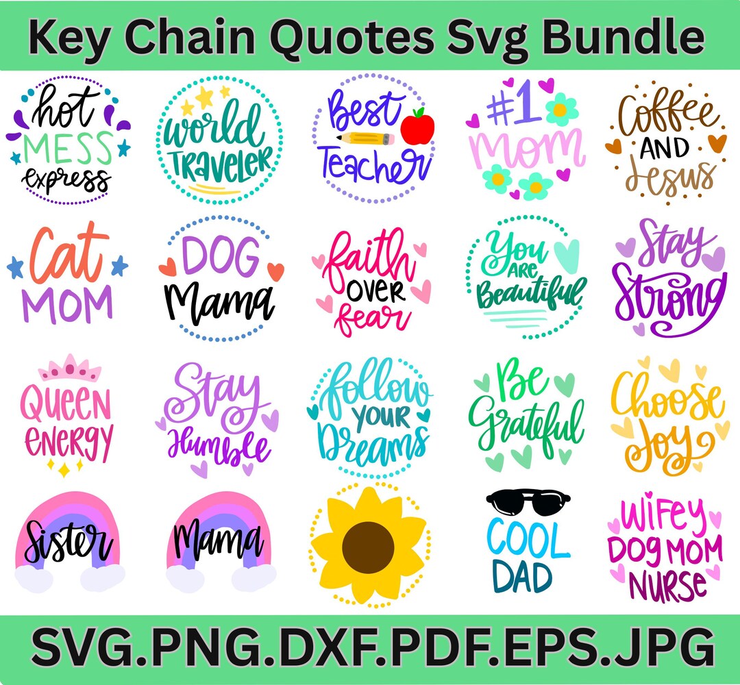 Sassy Keychain Quotes SVG Bundle, Gift Tag Art (digital Download - Etsy