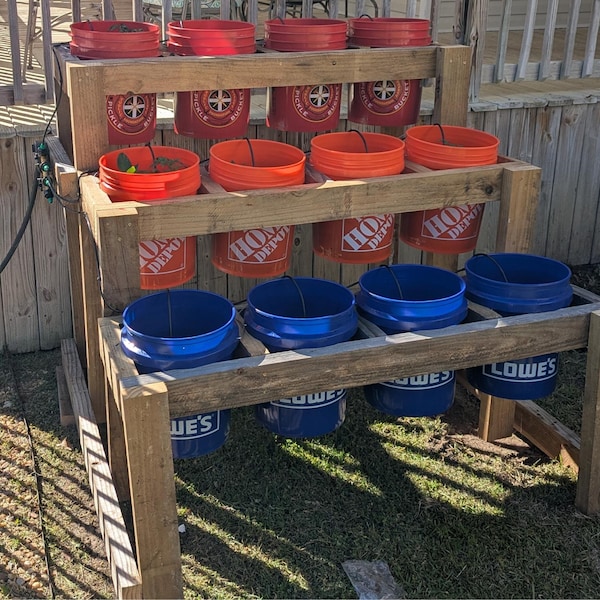 12 Bucket Garden Stand - Etsy
