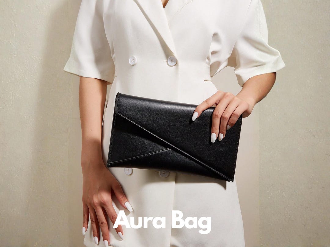 Black Envelope Clutch Bag, Elegant Evening Handbag, Minimalist Formal ...