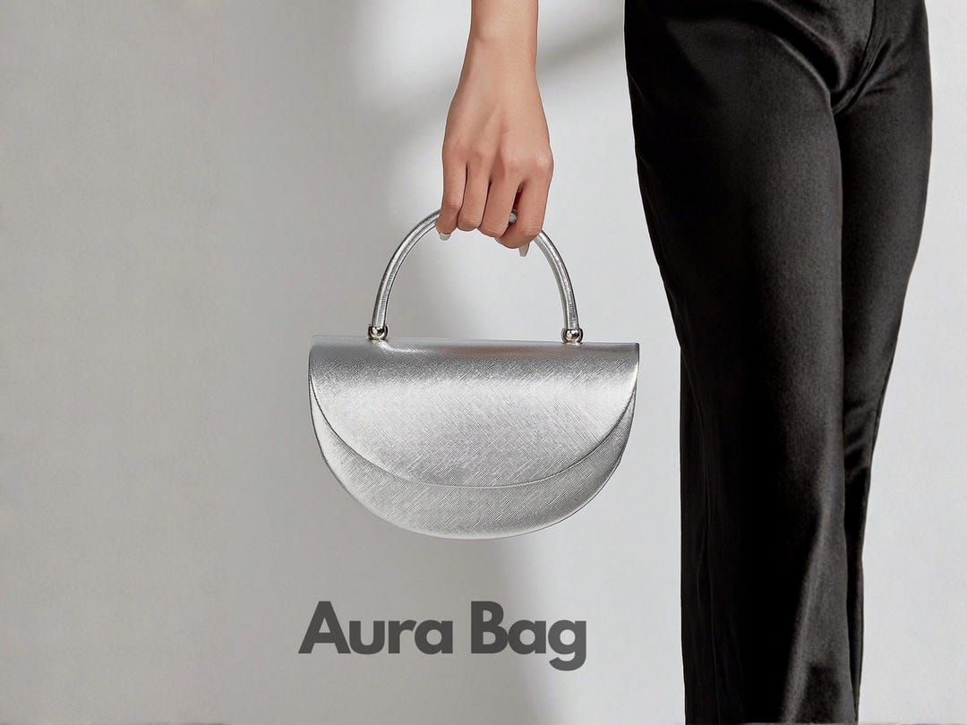 Silver Mini Top Handle Bag, Elegant Evening Handbag for Women, Luxury ...