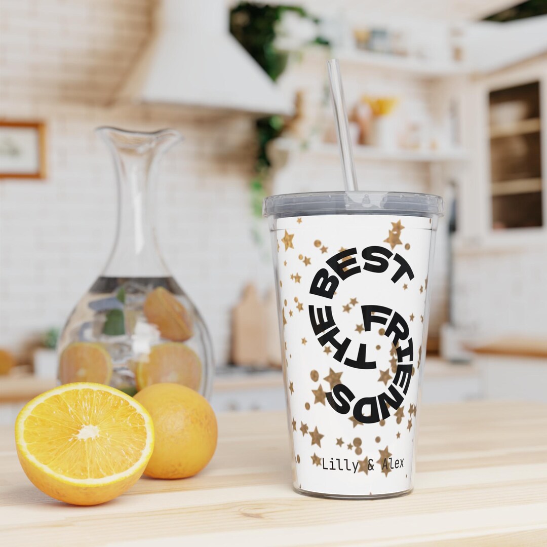 Personalized Best Friends Plastic Tumbler With Straw, Stars Design ...
