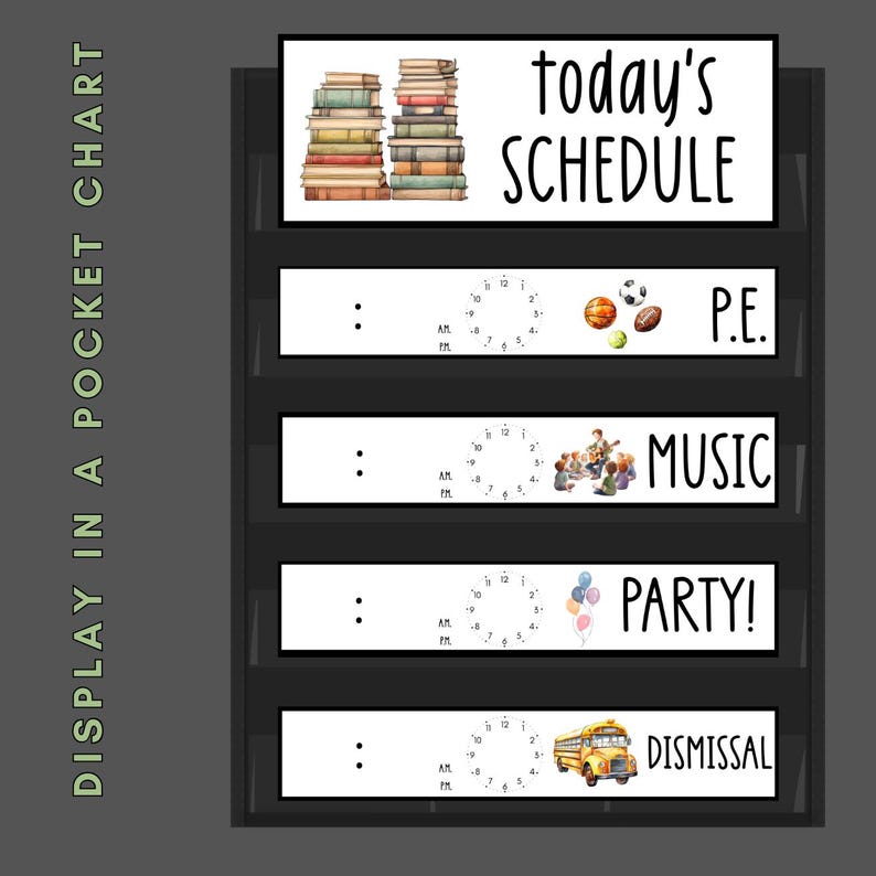 Editable Classroom Schedule | Watercolor Visual Cards for Pocket Chart ...