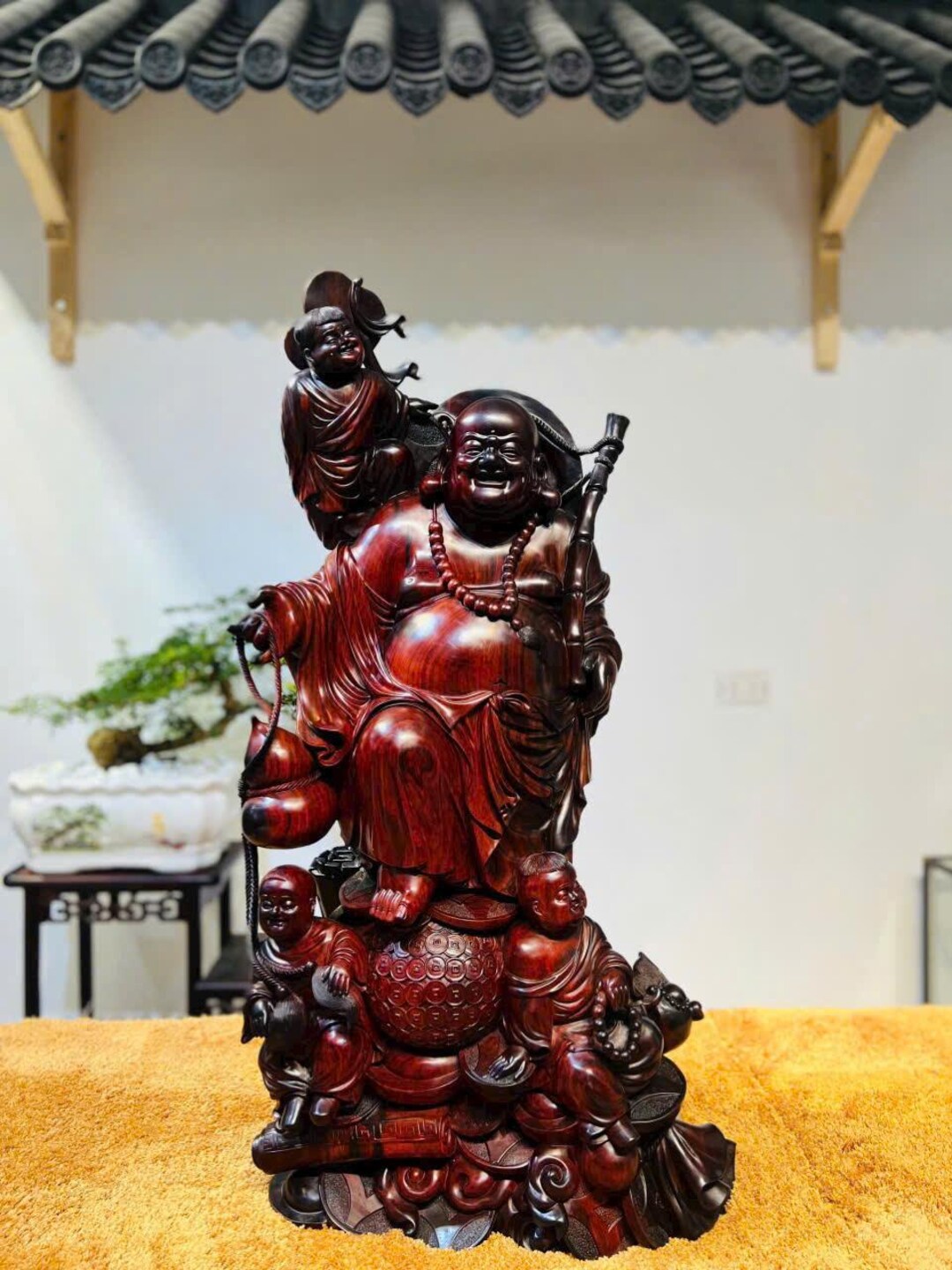 Buddha Statue, Maitreya Buddha, Wooden Buddha Statue Small for Home ...