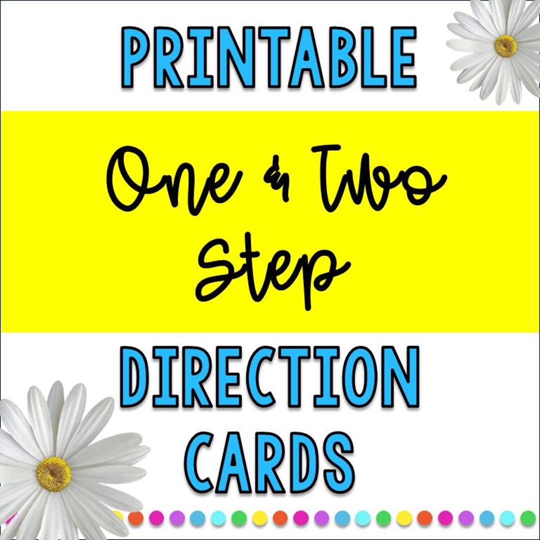 Following Directions: One & Two Step Direction Cards - Etsy
