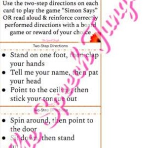 Following Directions: One & Two Step Direction Cards - Etsy
