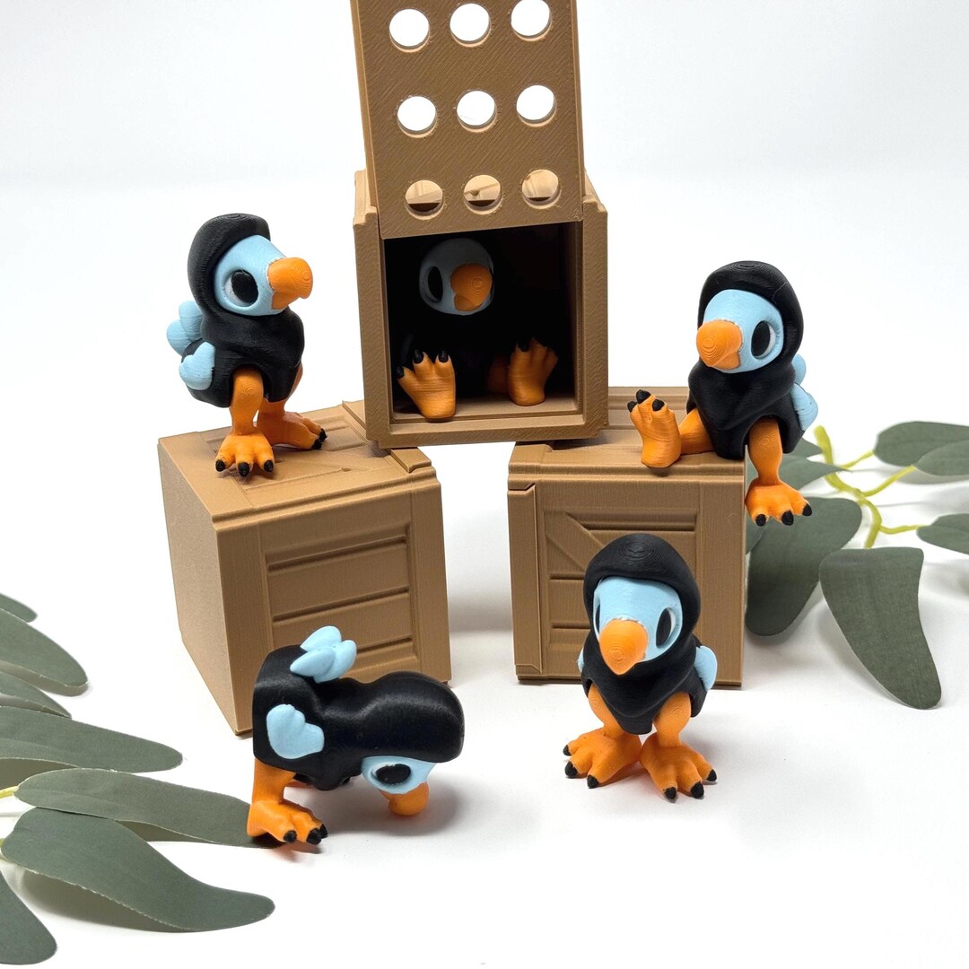 3D Printed Dodo Bird in Wooden Crate: Articulated Extinct Animal Toy - Etsy