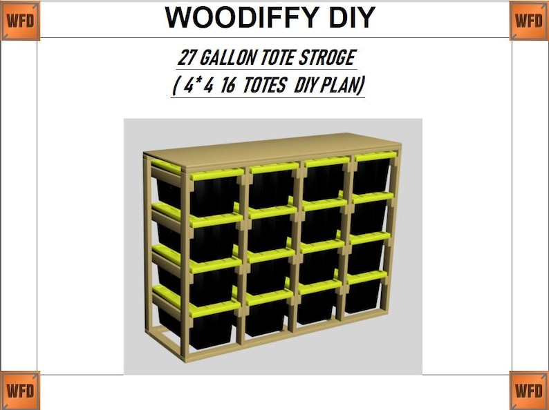 Digital Download: DIY 27 Gallon Tote Storage Rack Plans for 16 Totes ...