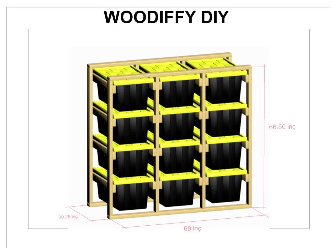 DIY 3x4 Tote Storage Rack Plan PDF | Woodworking Shelf for 27-gallon ...