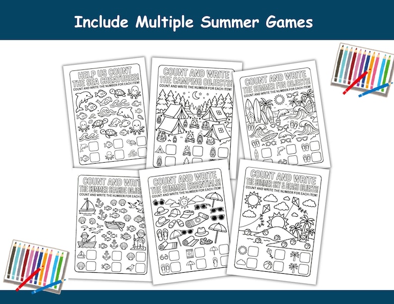 Summer Activity Pages for Kids – Coloring, Mazes, I Spy (digital ...