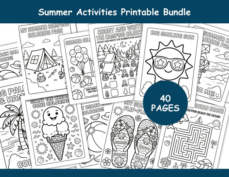 Summer Activity Pages for Kids – Coloring, Mazes, I Spy (digital ...
