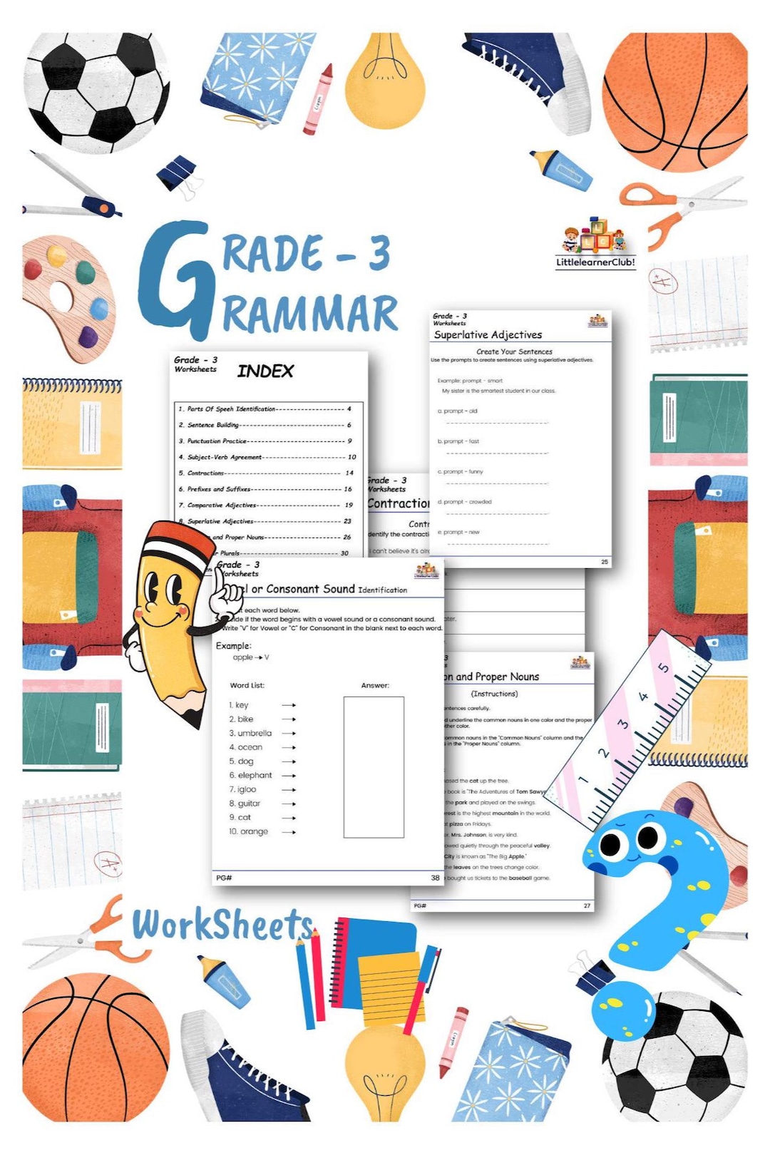 Grade 3 Grammar Workbook – Printable English Practice (PDF Pattern ...
