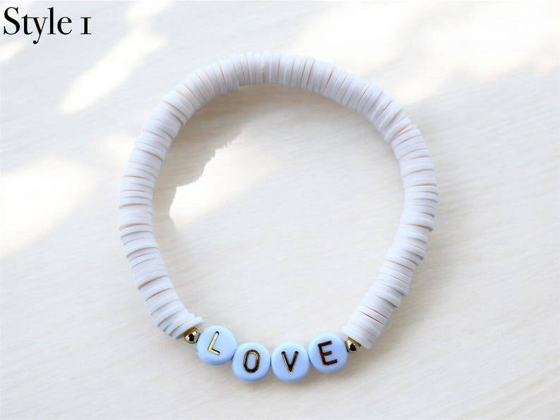 Personalized Name Heishi Bracelet: Gold Heart, Mama Sister Gift - Etsy