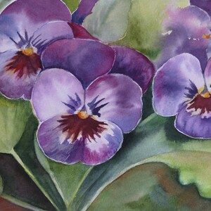 Original Watercolor, Flower Painting, Pansy Painting, Spring Decor ...