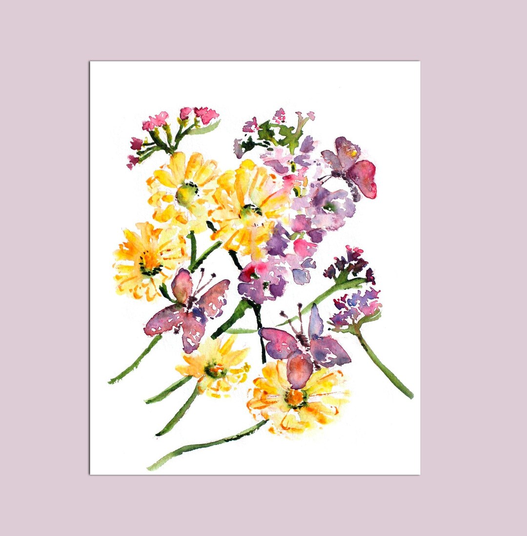 Flower Wall Art Watercolor Flowers Housewarming Gift - Etsy