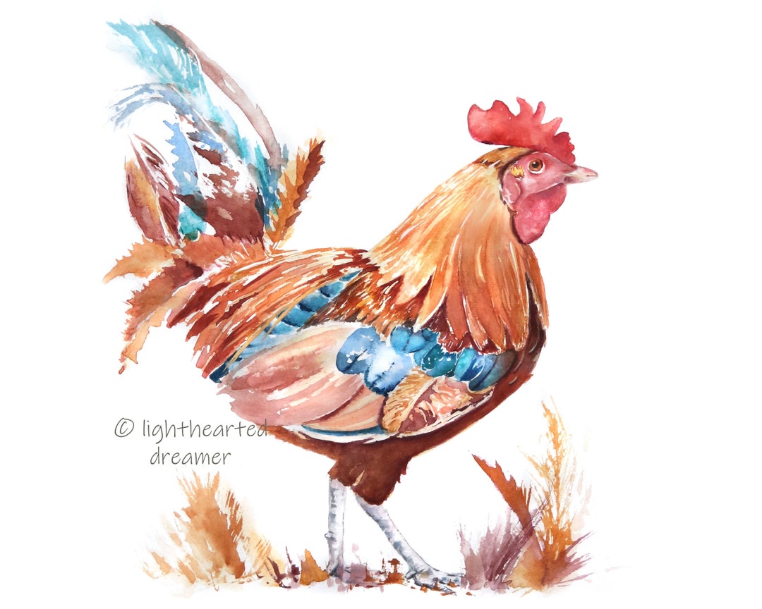 Colorful Rooster Print Festive Autumn Décor Fall Kitchen - Etsy