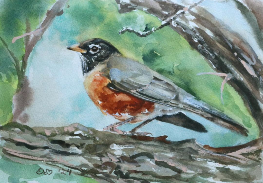 Original Robin Painting, Watercolor Robin Painting, Bird Décor, Bird ...