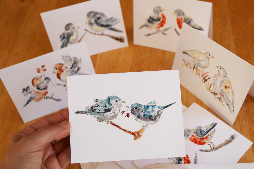 Watercolor Bird Cards, Love Cards, Valentine's Day Cards, Friendship ...