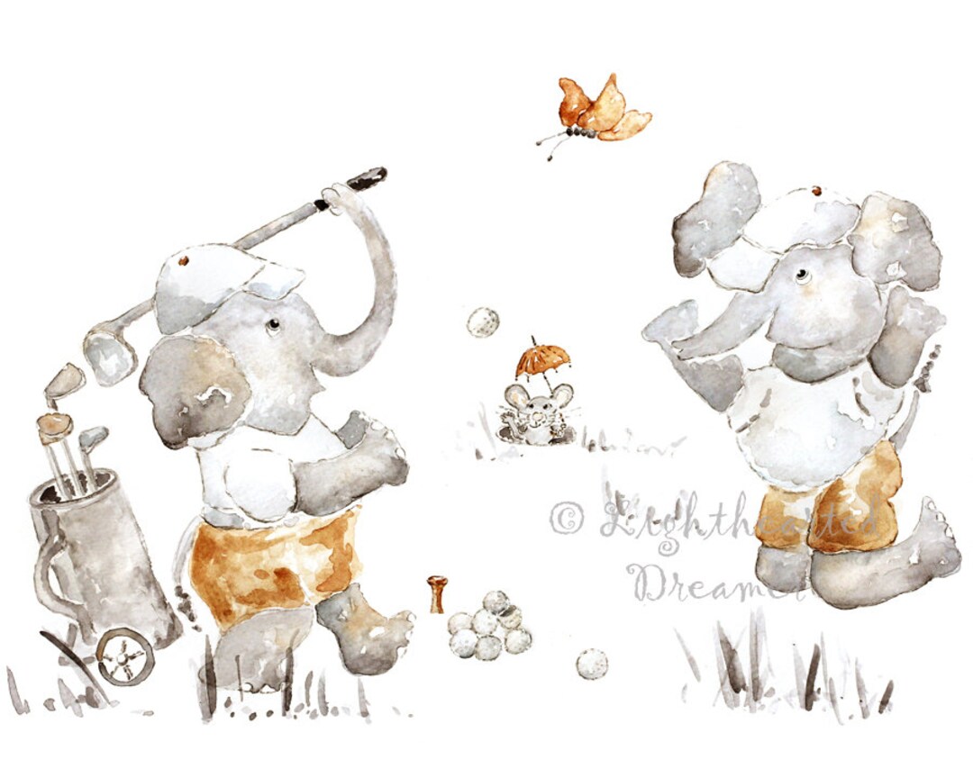 Elephant Nursery Decor, Golf Nursery Print, Custom Baby Gift, Baby Boy ...