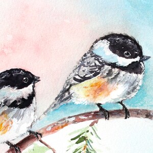 Winter Bird Painting, Chickadee Print, Winter Decor, Watercolor Bird ...
