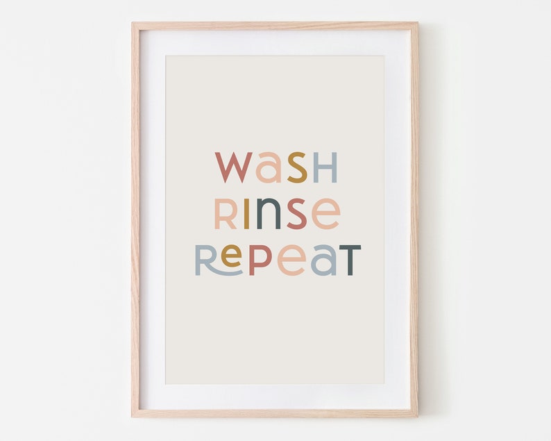 Wash Rinse Repeat Printable Art Laundry Room Decor Wash - Etsy