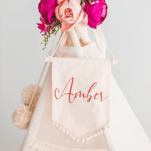 Teepee Topper Banner, Name Flag, Custom Pennant Sign, Monogrammed Flag ...