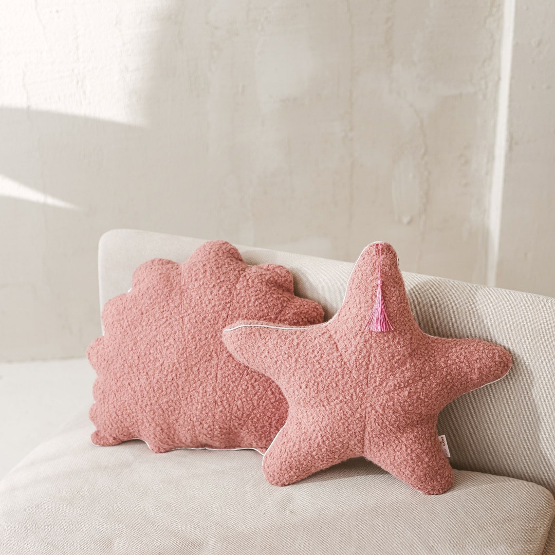 Cute Boucle Throw Pillows in Rose or Ecru Color ~ Beach House Home ...