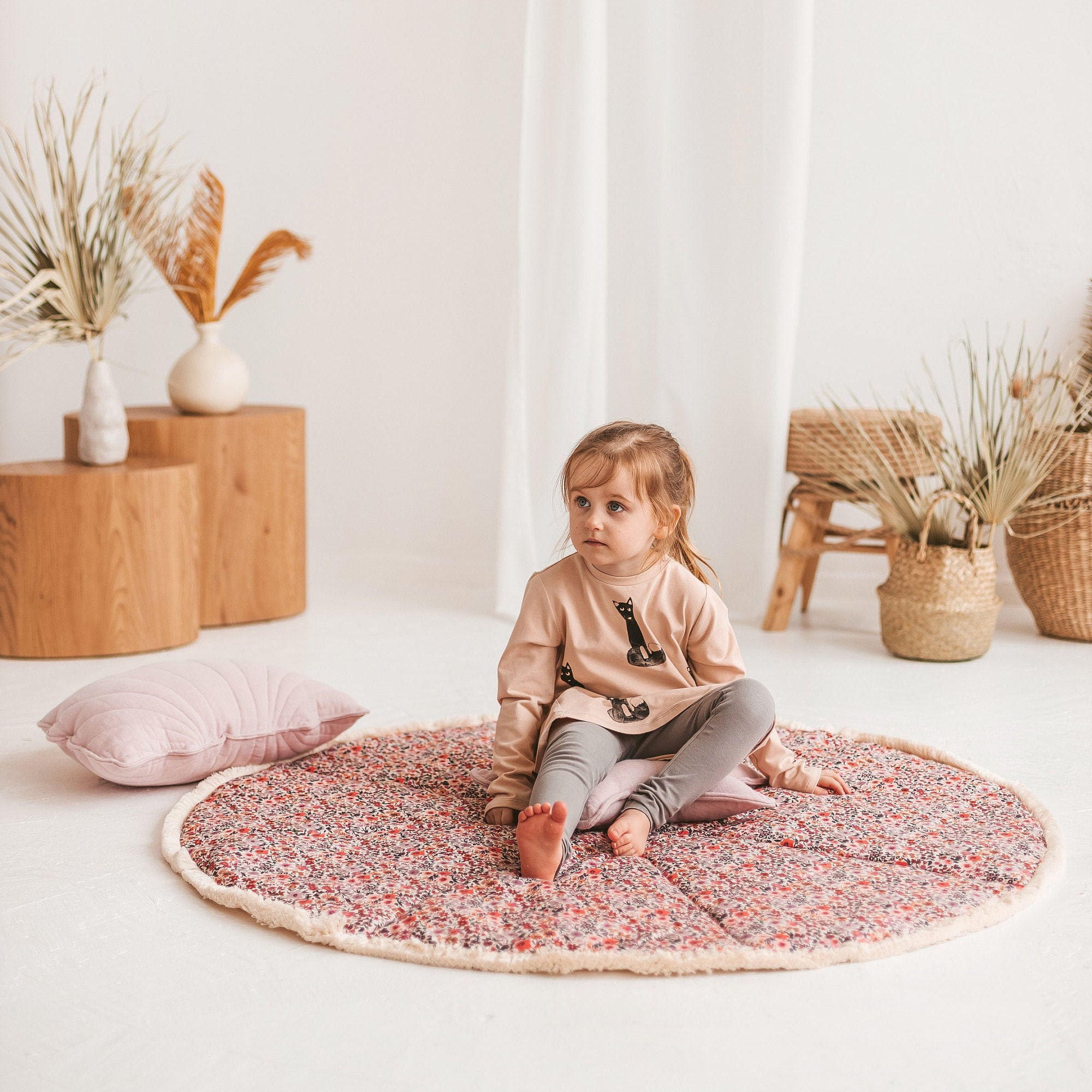 Floral Playmat for Kids Room Baby Activity Mat in Marsala | Etsy