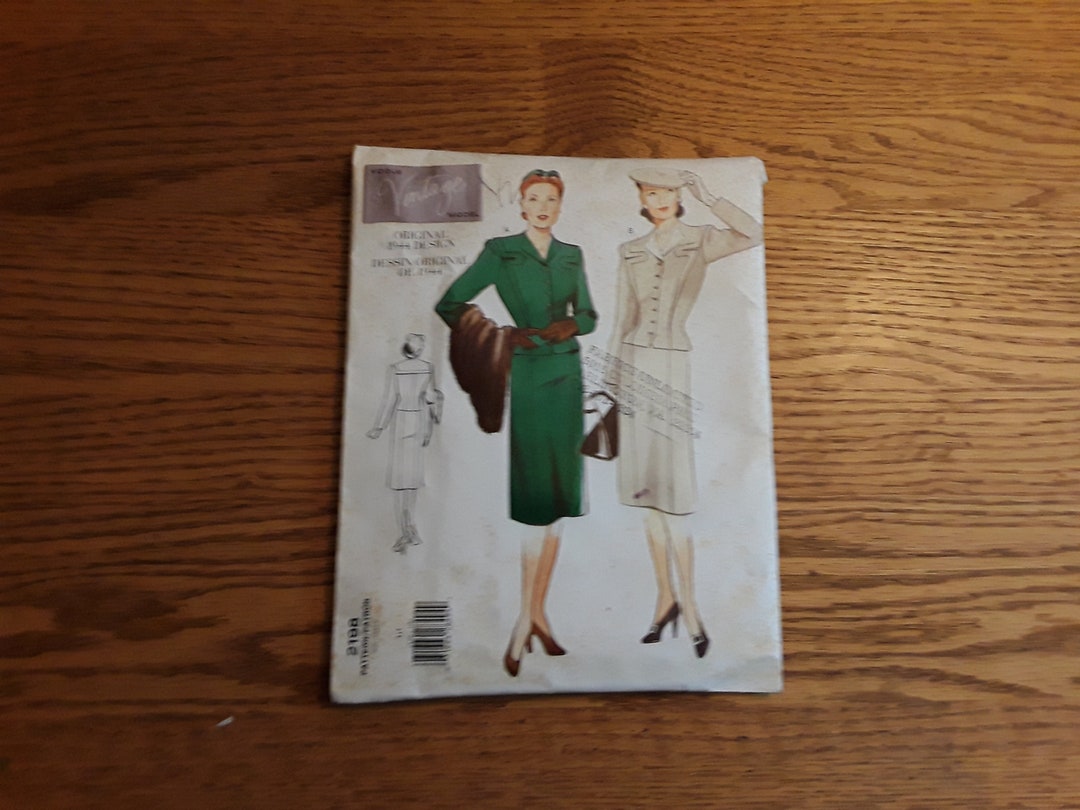 Vogue Vintage Model Pattern 2198 / 1944 Design / Fitted Top and Skirt ...