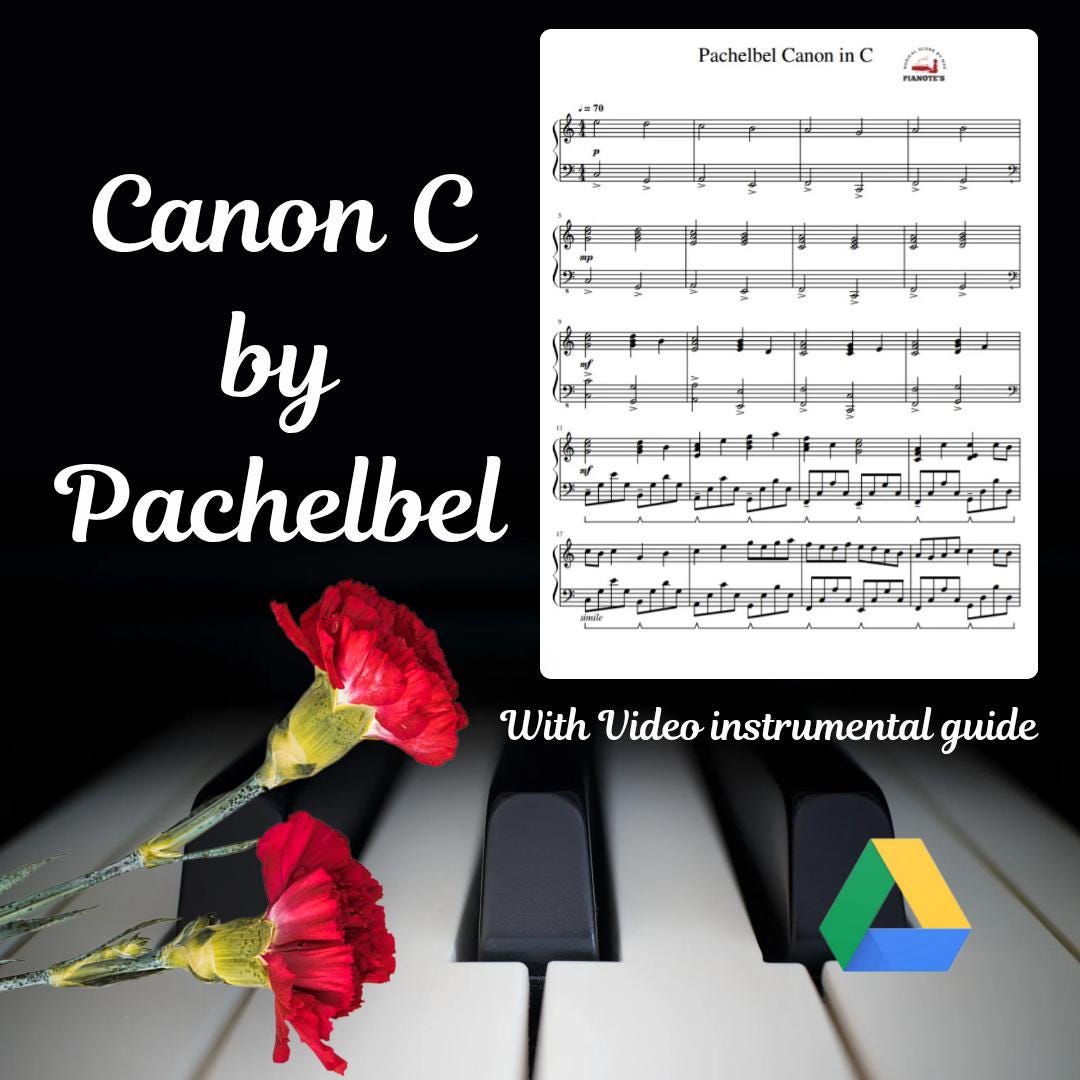 Canon in C Pachelbel Piano Sheet Music With Instrumental Video Guide - Etsy