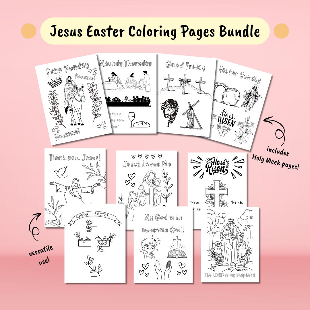 10 Page Christian Easter Coloring Bundle! | Digital Print Download ...