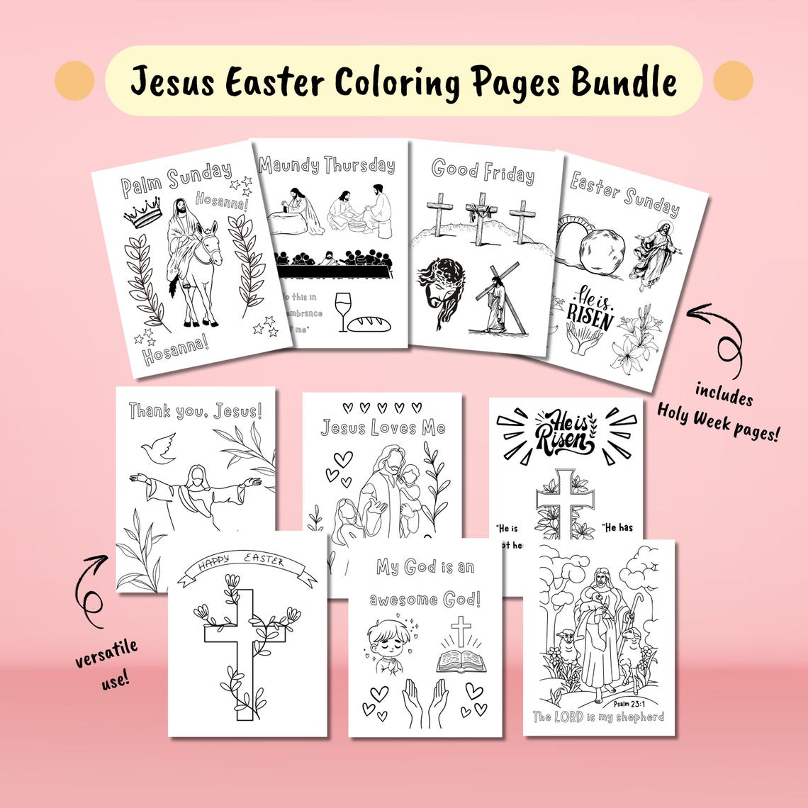 10 Page Christian Easter Coloring Bundle! | Digital Print Download ...