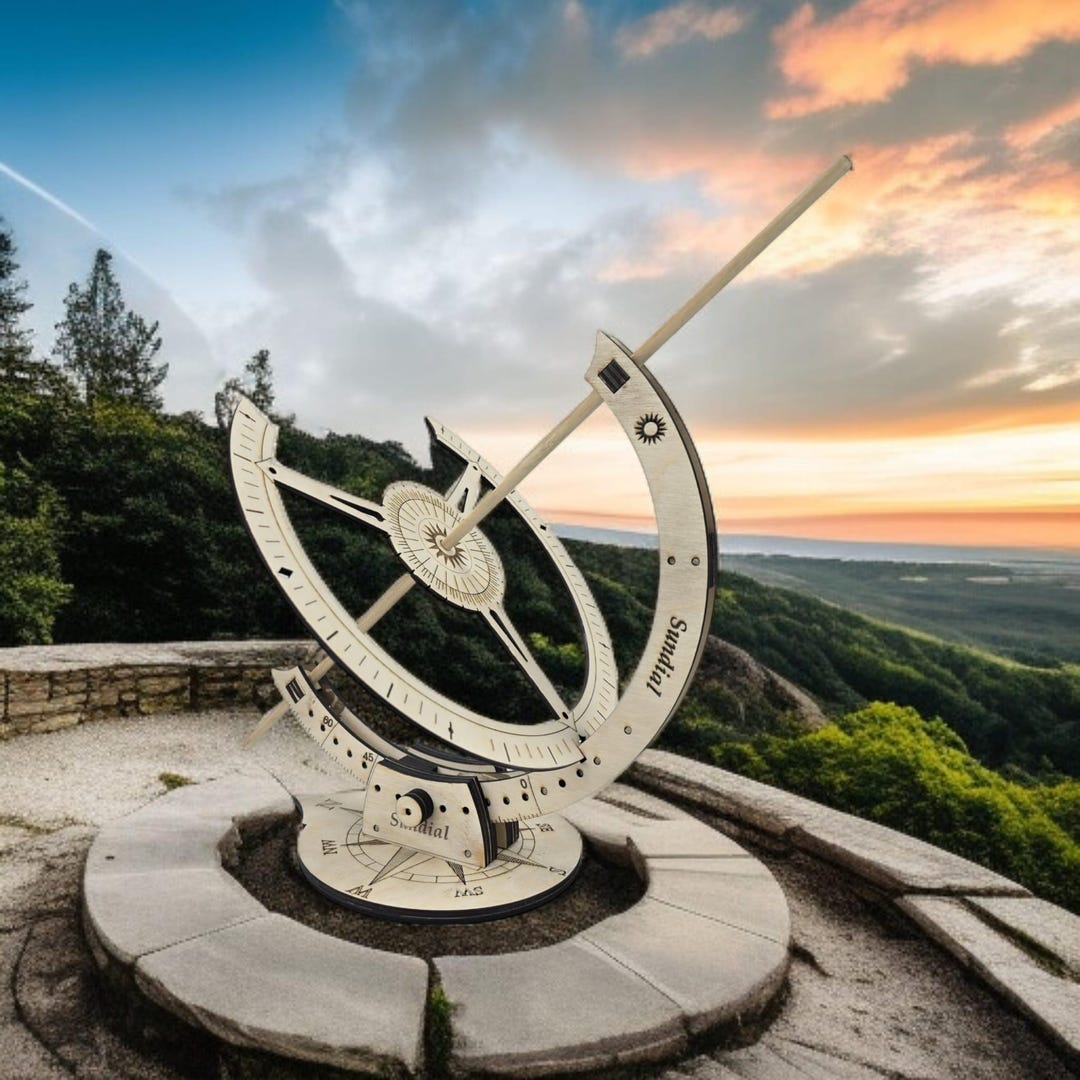 Digital Sundial Laser Cut File | 3mm Plywood Wooden Sun Clock Design ...